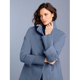Manisa Damen Kurzmanteltaubenblau, Gr. 36, unifarben, unifarben mit Farbeinsatz, unifarben mit Farbeins&auml;tzen, 50% Polyester, 50% Wolle, B&uuml;ndchen:100%