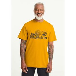 Jack Wolfskin Herren T-Shirt "BRAND T M", gelb, Gr. XXL, Obermaterial: 100% BAUMWOLLE, Shirts, T-Shirt aus Bio-Baumwolle, hoher Tragekomfort, gro&szlig;er
