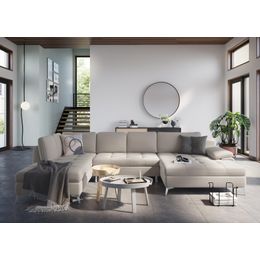 Sit & More Wohnlandschaft SIT & MORE, B:346cm T:201cm, grau, Sofas, "Latigo U-Form", mit Mega-Recamiere, wahlweise mit Schlaffunktion und Bettkasten