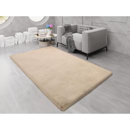 OCI DIE TEPPICHMARKE Hochflor-Teppich &raquo;ALISSA, Fell Haptik&laquo; rechteckig 38 mm H&ouml;he Kuschelig softer weicher Flor, Kaninchen Fell Haptik, getuftet grau 