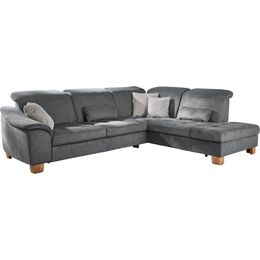 Die PlanBar Ecksofa &raquo;PP-LA23145 L-Form&laquo; inkl. Kopfpolsterverstellung, Federkernpolsterung grau 100% recyceltes Polyester B/H/T: 299cm x 88cm x 243cm, 