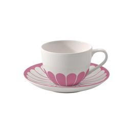 Villeroy & Boch VILLEROY & BOCH Tasse "Cappuccinotasse mit Untertasse Fleur Couleur 300 ml", &Oslash; 17,5cm x 9,5cm, 300ml, 1, pink, Trinkgef&auml;&szlig;e, Sp&uuml;lmaschinenfest,