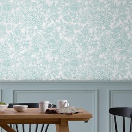 Laura Ashley Vliestapete "Louise", B/L: 0,52m x 10m, Rollen: 1, blau, Wohnzimmer, Tapeten, 10mx52cm (ca. 5m2)