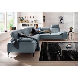 W.Schillig Ecksofa &raquo;valentinoo, Designsofa, elegant und bequem, L-Form&laquo; mit Sitztiefenverstellung, Breite 318 cm blau Longlife Xtra-Leder Z69: Das 
