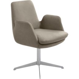 K+w Komfort & Wohnen K+W Komfort & Wohnen Drehstuhl &raquo;Cube&laquo; () R&uuml;ckholfunktion, Untergestell Edelstahloptik gr&uuml;n B/H/T: 63cm x 84cm x 65cm, Leder CLOUD