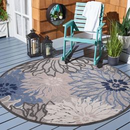 Sanat Teppich &raquo;Floral 2 Outdoor, auch als L&auml;ufer und rund&laquo; rund 6 mm H&ouml;he In- und Outdoor geeignet, Blumen, Balkon, Terrasse, Au&szlig;enbereich grau Kunstfaser &Oslash;