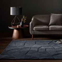 FLAIR RUGS Teppich &raquo;SHARD&laquo; rechteckig 10 mm H&ouml;he Hoch-Tief Effekt, Handgearbeitet, 100 % Wollflor grau Wolle B : 160cm 1 Stk., 10mm, L: 230cm