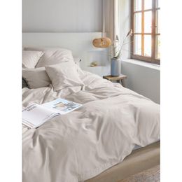 Irisette Bettw&auml;sche &raquo;Premium Satin Bettw&auml;sche Paris&laquo; 3 hochwertige Uni Premium Bettw&auml;sche mit Rei&szlig;verschluss, 100% Baumwolle beige Mako-Satin, Obermaterial: 