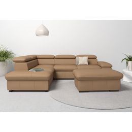 OTTO home Ecksofa &raquo;Alberto L-Form&laquo; mit Kopfteilverstellung, wahlweise mit Schlaffunktion braun Luxus-Microfaser Lederoptik (100% Polyester);Luxus-