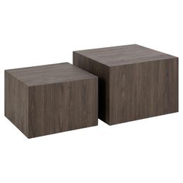 ACTONA GROUP Couchtisch &raquo;Dice&laquo; Set, Im Set 2 St&uuml;ck, 2 Stk. tlg. Couchtischsatz, Schwartz Ocean rau Papier, 2 stk, 58x58x40cm braun B/H/T: 58cm x 40cm 