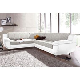 Trendmanufaktur Ecksofa &raquo;Rondo 3, zeitlos und modern, im Materialmix, L-Form&laquo; wahlweise Federkern f&uuml;r hohen Sitzkomfort, wahlweise Bettfunktion wei&szlig; 
