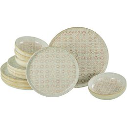 Creatable Teller-Set &raquo;Uno Emiliana, Teller Set 12-tlg&laquo; Shabby Look, Vintage Style rot Steinzeug 12 Stk.
