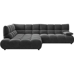Ecksofa Home Affaire, B:289cm H:85cm T:215cm, grau, 100% Polyester, Wohnzimmer, Sofas, "Cozy Bubble, mit klappbarer Armlehne, Breite 289 cm", mit