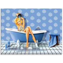 Artland Glasbild &raquo;Das sexy blaue Badezimmer&laquo; Frau 1 Stk. tlg. in verschiedenen Gr&ouml;&szlig;en blau B/H/T: 60cm x 45cm, Glasbild Frau Querformat, 1 Stk.