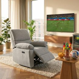 Home Affaire Relaxsessel &raquo;LANNOY, TV-Sessel, elektr. o. manuelle Relaxfunktion, USB A/C,&laquo; Sessel mit Liegefunktion 105&deg;-150&deg;, Federkernpolsterung grau