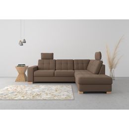 Sit & More sit&more Ecksofa &raquo;Quincy L-Form&laquo; wahlweise mit Schlaffunktion und Bettkasten braun B/H/T: 249cm x 82cm x 213cm, Luxus-Microfaser ALTARA NUBUCK , 