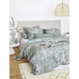 Irisette Bettw&auml;sche &raquo;Zobel-HK 8558&laquo; 2 Stk. samtig weich gr&uuml;n Biber, Obermaterial: 100% Baumwolle B/L: 155cm x 220cm, 1 Stk., 1 Stk., Biber, B/L: 80cm x 80cm, 2
