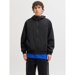 Jack & Jones JACK & JONES Herren Blouson "JJECHARGE LIGHT JACKET HOOD NOOS", schwarz, Gr. M, unifarben, Web, Obermaterial: 100% Polyester, Jacken, mit Kapuze