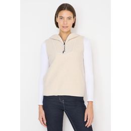 Cecil Damen Fellimitatweste, beige, Gr. XXL, unifarben, Stoff, 100% Polyester, Westen, mit Teddy-Futter und Teddy-Kapuze