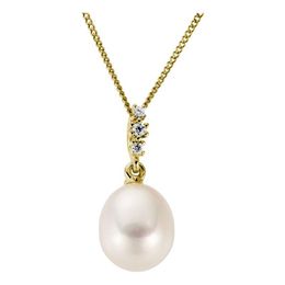 Firetti Damen Kettenanh&auml;nger &raquo;Schmuck Geschenk Gold 333 Halsschmuck Anh&auml;nger Tropfen&laquo; mit Brillantenmit S&uuml;&szlig;wasserzuchtperle 0,03 P2 = erkennbare 
