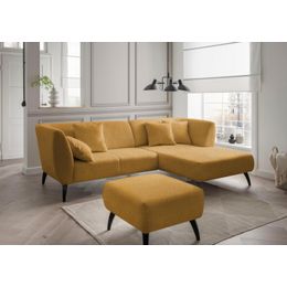 Ecksofa Home Affaire, B:264cm H:80cm T:160cm, gold, 100% Polyester, Wohnzimmer, Sofas, "Lazio modern und bequem, schmale Armlehnen, tolle