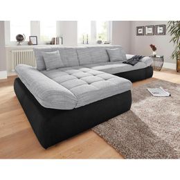 DOMO collection Ecksofa &raquo;PB MORIC wahlweise mit Bettfunktion + Armteilverstellung, L-Form&laquo; im XXL-Format, B/T/H:300/172/80 cm, feine Steppung silber 