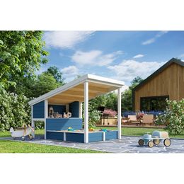 Nordic Holz Sandkasten &raquo;PIPPI 1&laquo; Spielelement mit &Uuml;berdachung, BxTxH: 164x220x179 cm blau Massivholz B/H/T: 164cm x 178,98cm x 220cm
