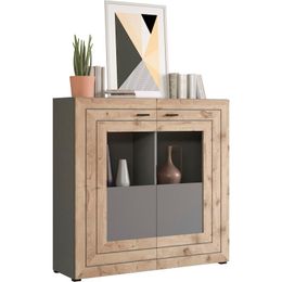 Home Affaire Highboard &raquo;Aalborg, H&ouml;he 117cm, 2 Glast&uuml;ren, 6 F&auml;cher, 2-farbig, Metallgriffe&laquo; Anrichte, Schrank, Kommode, Midischrank, Wohnm&ouml;bel, 