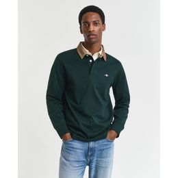 Gant Herren Langarm-Poloshirt &raquo;CORD COLLAR HEAVY RUGGER&laquo; Cordkragen, regular fit, seitliche Saumschlitze gr&uuml;n S