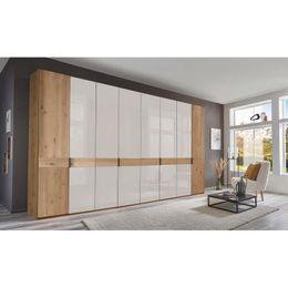 Wiemann Kleiderschrank &raquo;Cardiff&laquo; inkl. T&uuml;rd&auml;mpfung wei&szlig; Floatglas, Hartfaserplatte, Holzwerkstoff, Massivholz Bianco-Eiche-Nachbildung, B/H/T: 393,1cm