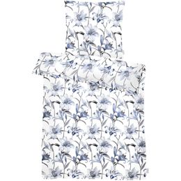Bettw&auml;sche Apelt, blau, Satin (Bio-Baumwolle), Obermaterial: 100% Baumwolle, Bettw&auml;sche, "Lilia", K&ouml;nigs-Lilienbl&uuml;ten
