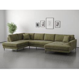 Wohnlandschaft TRENDS BY HG, B:360cm H:86cm T:195,5cm, gr&uuml;n, 90% Polyester;10% Nylon, Sofas, "Summer", U-Form, B: 360cm in Cord & Struktur