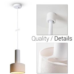 Paco Home Pendelleuchte &raquo;VELUTA&laquo; GU10 Wohnzimmer H&auml;ngeleuchte Stoffschirm Esszimmer Modern GU10 wei&szlig; &Oslash; 15cm H: 177cm
