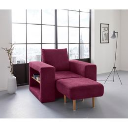 LOOKS by Wolfgang Joop Sessel &raquo;Looksvb&laquo; Verwandlungssessel: aus Sessel wird Sessel mit 1 Hocker, Regalfunktion lila Microflausch, 1 Hocker inklusive,