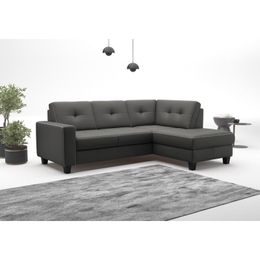 OTTO home Ecksofa &raquo;Varese&laquo; wahlweise mit Schlaffunktion und Bettkasten grau B/H/T: 226cm x 91cm x 170cm, NaturLEDER , Ottomane rechts, ohne 