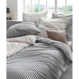 Fleuresse Bettw&auml;sche &raquo;Rio&laquo; 2 Stk. Feine buntgewebte Seersucker-Bettw&auml;sche mit Rei&szlig;verschluss grau Seersucker, Obermaterial: 100% Baumwolle B/L: 155cm 