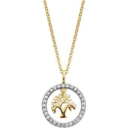 Engelsrufer Damen Kette mit Anh&auml;nger &raquo;Lebensbaum&laquo; Made in Germany - mit Zirkonia (synth.) gold Silber 925 (Sterlingsilber), L: 50 B: 1,33mm