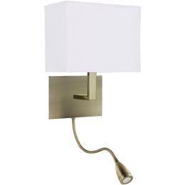 Searchlight Wandleuchte &raquo;Hotelwandlampe mit LED-Leselampe - Metall und Stoffschirm&laquo; E27 1 Stk. H: 26cm, 1 Stk.