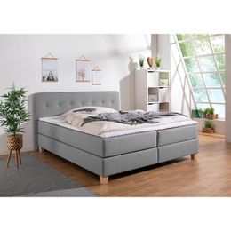 Home Affaire Boxspringbett &raquo;Fargo&laquo; inkl. Topper, in 3 Matratzenarten, in Samt- oder Strukturstoff grau Struktur fein (100% Polyester);Samtstoff (100% 