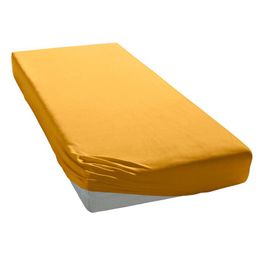 Elegante Spannbettlaken &raquo;Mako-Jersey&laquo; in hochwertiger Qualit&auml;t mit Elasthan-Anteil gelb Mako-Jersey, Obermaterial: 97% Baumwolle, 3% Elasthan 1 Stk., Mako-