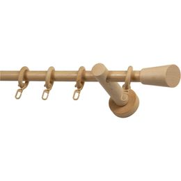 Garesa Gardinenstange &raquo;CLASSICO MOLIS&laquo; 1 l&auml;ufig-l&auml;ufig Wunschma&szlig;l&auml;nge Vorhanggarnitur, verl&auml;ngerbar, Wandmontage, Keil, mit Ringe und Haken beige B/L: