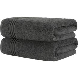 HAMMETEX Saunatuch &raquo; 2er Set extra gro&szlig;e Saunat&uuml;cher&laquo; 100% Baumwolle &ndash; Weich & Saugf&auml;hig &ndash; Luxuri&ouml;se Gro&szlig;e Spa-Badet&uuml;cher grau Frottier, Baumwolle B/L