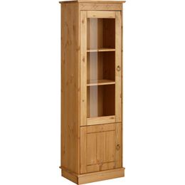 OTTO home Vitrine &raquo;Indra&laquo; aus massiver Kiefer, FSC , 2trg., H&ouml;he 145 cm, dezentes Ornament beige Massivholz B/H/T: 46cm x 145cm x 32cm, T&uuml;ren: 2 Stk.