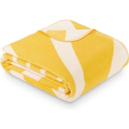 Wohndecke Ibena, B:150cm L:200cm, gelb, Baumwolle, Polyacryl, Polyester, Wohndecken, "Jubil&auml;umsdecke 200 Jahre Ibena", limitierte Kollektion