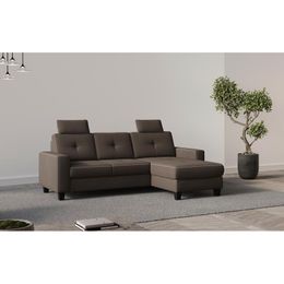 OTTO home Ecksofa &raquo;Varese&laquo; wahlweise mit Schlaffunktion und Bettkasten braun 90% Polyester 10% Polyamid B/H/T: 239cm x 91cm x 164cm, Struktur, 