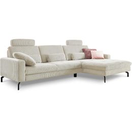 Die PlanBar Ecksofa &raquo;MP-IN20110 L-Form mit Federkern-Polsterung&laquo; optional mit Funktionen erh&auml;ltlich beige 100% Polyester B/H/T: 302cm x 87cm x 178cm, 