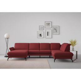 Sit & More sit&more Wohnlandschaft &raquo;Fashion U-Form&laquo; wahlweise mit Kopfteilverstellung, Vorziehsitz, motorisch, Metallf&uuml;&szlig;e rot B/H/T: 338cm x 84cm x 207cm, Luxus-