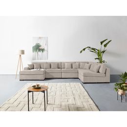 Home Affaire Wohnlandschaft &raquo;Skara U-Form&laquo; Lounge-Sofa mit Federkernpolsterung, in vielen Bezugsvarianten beige 100% Polyester B/H/T: 390cm x 86cm x 
