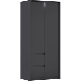 Rauch Dreht&uuml;renschrank &raquo;Mainz mit Passepartout&laquo; optional mit Beleuchtung, Au&szlig;ent&uuml;ren mit Push-to-Open Funktion grau Holzwerkstoff B/H/T: 96cm x 212cm 