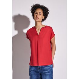 Street One Damen Hemdbluse, rot, Gr. 34, unifarben, Stoff, 100% Viskose, Blusen, aus softer Viskose